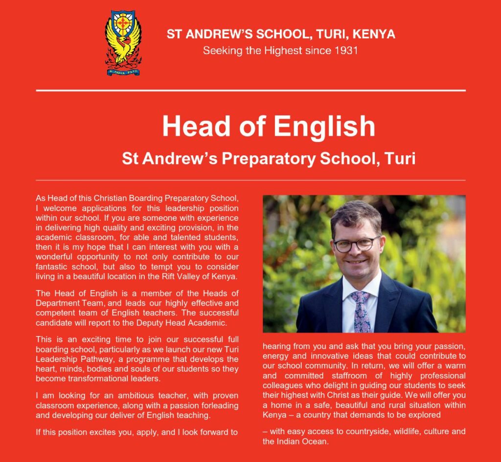 St. Andrews Turi Career Opportunities - St. Andrews Turi