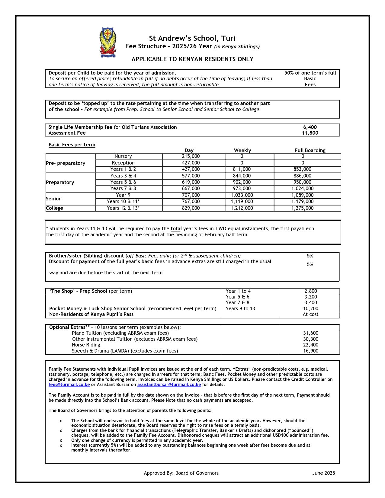 St. Andrews Turi Fees - International School in Kenya