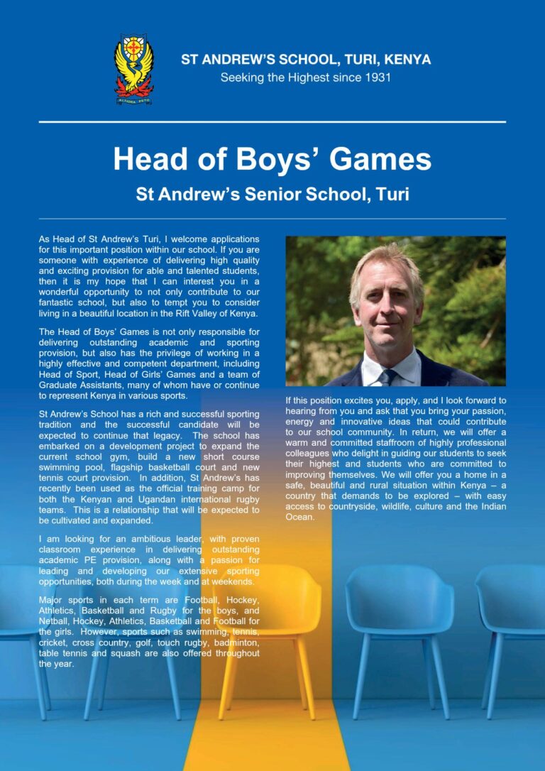 St. Andrews Turi Career Opportunities - International School in Kenya